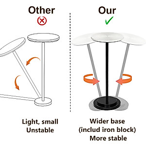 COVLON Drink Table, Carved Table Top Martini Table, Small Side Table, Weighted Base Pedestal Table for Living Room, Bedroom, Modern, White and Black