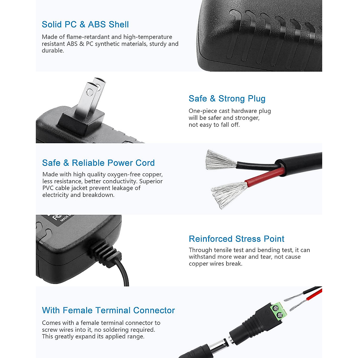 ALITOVE 12V DC Power Supply 2A 24W AC/DC Adapter 100~240V AC to DC 12 Volt 2 Amp 1.8A 1.5A 1.2A Converter with 5.5 x 2.5mm 2.1mm Plug for LED Strip Light CCTV Security Camera BT Speaker Webcam Router