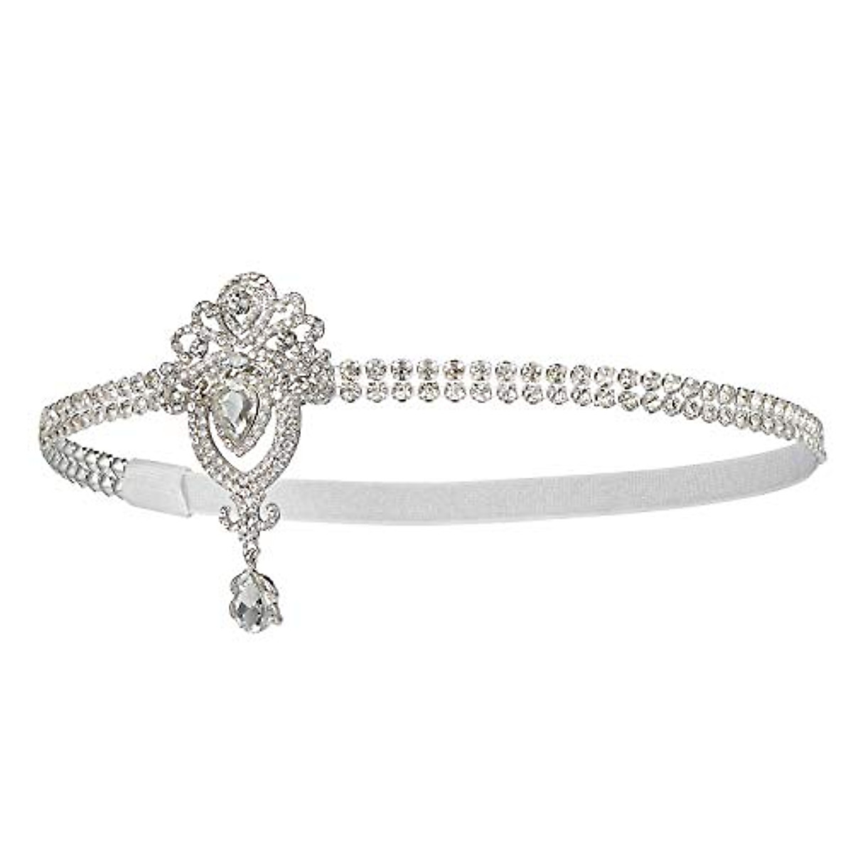 SWEETV 1920's Flapper Headband, Great Gatsby Headpiece 20s Art Deco Hair Accessories Headband Sliver