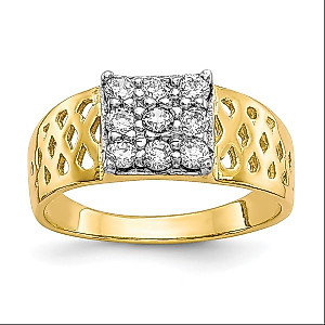 IceCarats 10K Yellow Gold Cubic Zirconia CZ Ring Size 1.5