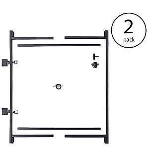 Adjust-A-Gate 2 Way Lockable Easy to Install Steel Frame Gate Latch with Installation Building Kit and Telescoping Bars (2 Pack)