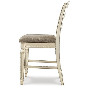 Signature Design by Ashley Realyn French Country 24.13" Counter Height Upholstered Barstool, 2 Count, Chipped White