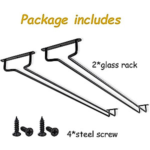 2 Pcs Household Wine Glass Rack, Wine Cabinet Goblet Rack, Wine Glass Rack, Wine Rack Hanging Rack 17 Inch, Black