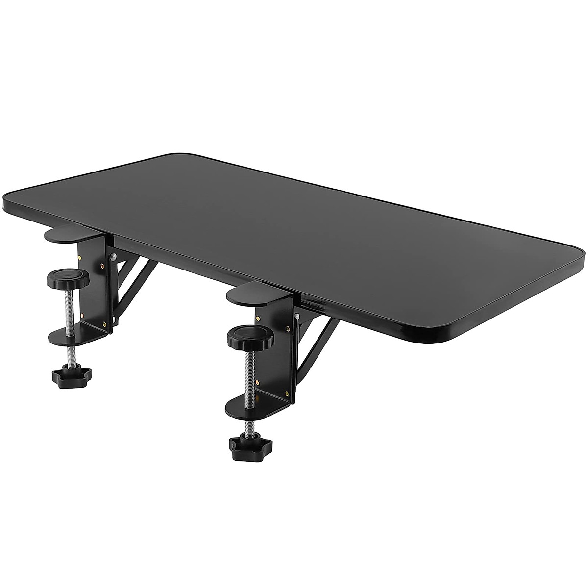 JAPCHET 20.5x9.8 Inches Ergonomics Desk Extender Tray, Clamp-on Keyboard Extension Platform, Keyboard Foldable Tray for Elbow Rest Desk Arm Support, Include Adjustable Clamps, Black, Table Mount