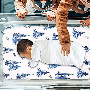 Pea Pod Bassinet Sheets Set 2 Pack for Baby Boy Girls, Soft Jersey Knitted Fitted Sheets for Cradle or Bassinet Pad Oval Rectangle and Hourglass Bassinet Mattress, Woodland Animal