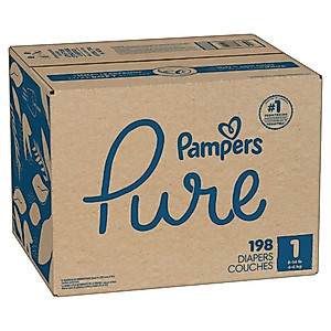 Diapers Size 1, 198 Count - Pampers Pure Protection Disposable Baby Diapers, Hypoallergenic and Unscented Protection (Packaging & Prints May Vary)