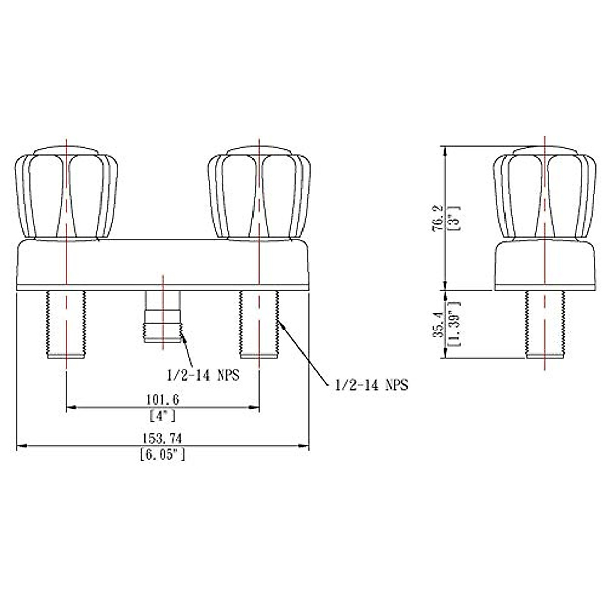 Laguna Brass 3330ACP Mobile Home Two Handle Non-Metallic 4" Shower Valve Chrome Finish