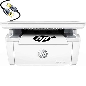 HP Laserjet MFP M140we Wireless All-in-One Monochrome Laser Printer and Bonus 6 Months Instant Ink, White - Print Copy Scan - 21 ppm, 600 x 600 dpi, 8.5 x 14, Cbmou Printer_Cable