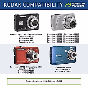 Wasabi Power Battery (2-Pack) and Charger for Kodak KLIC-7006, LB-012 and Kodak PIXPRO FZ55, FZ53