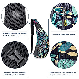 G4Free Sling Bags Men and Women Shoulder Backpack Small Cross Body Chest Sling Backpack (Blue Leaf)