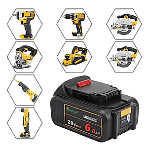 waitley 4 Pack 20V 6A Replacement Battery Compatible with Dewalt DCB200 DCB206 DCD DCF DCG Series Cordless Tools
