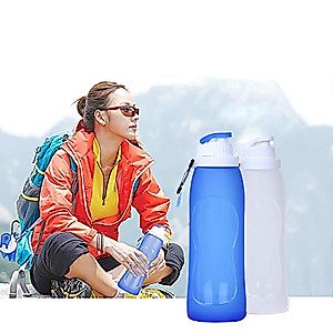Collapsible Water Bottles(2 Count), MCOMCE Foldable Water Bottles for Travel & Collapsable Water Bottle with Clip for Backpack, Portable Silicone Water Bottle, Collapse Water Bottles for Travel