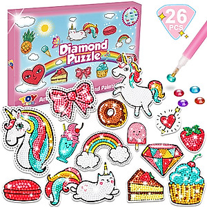TOY Life Diamond Painting Kits for Kids, Diamond Art for Kids, 26pcs Diamond Painting Stickers, Gem Sticker, Gem Art and Craft Kits for Kids, Unicorn Diamond Painting for Kid