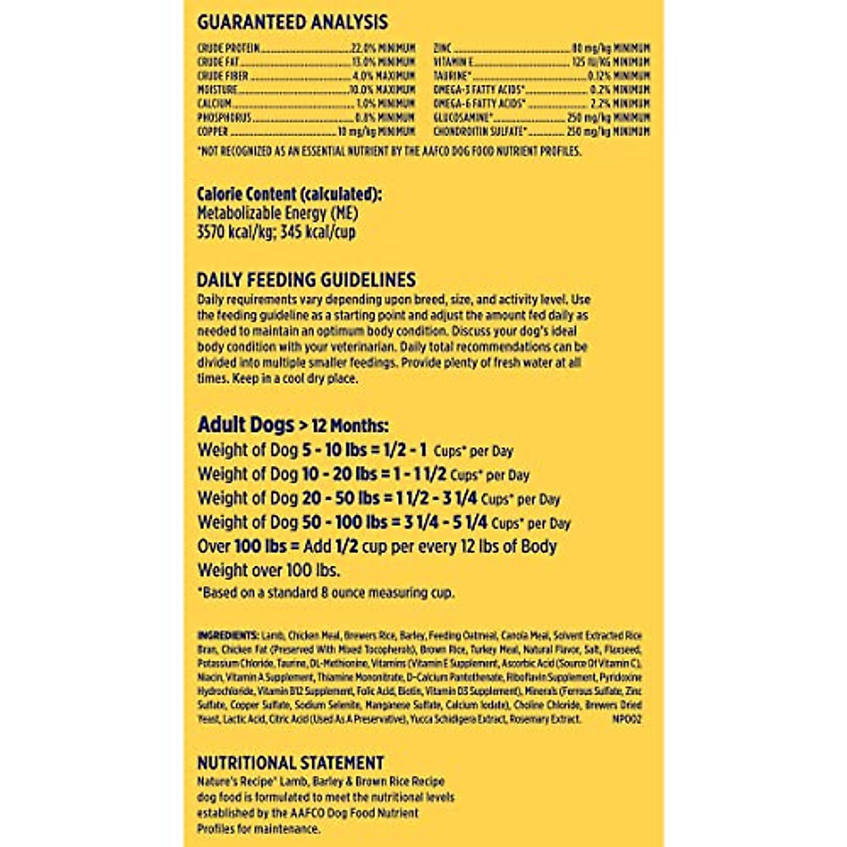 Nature’s Recipe Original Dry Dog Food for Adult Dogs, Lamb & Rice Recipe, 12 lb Bag