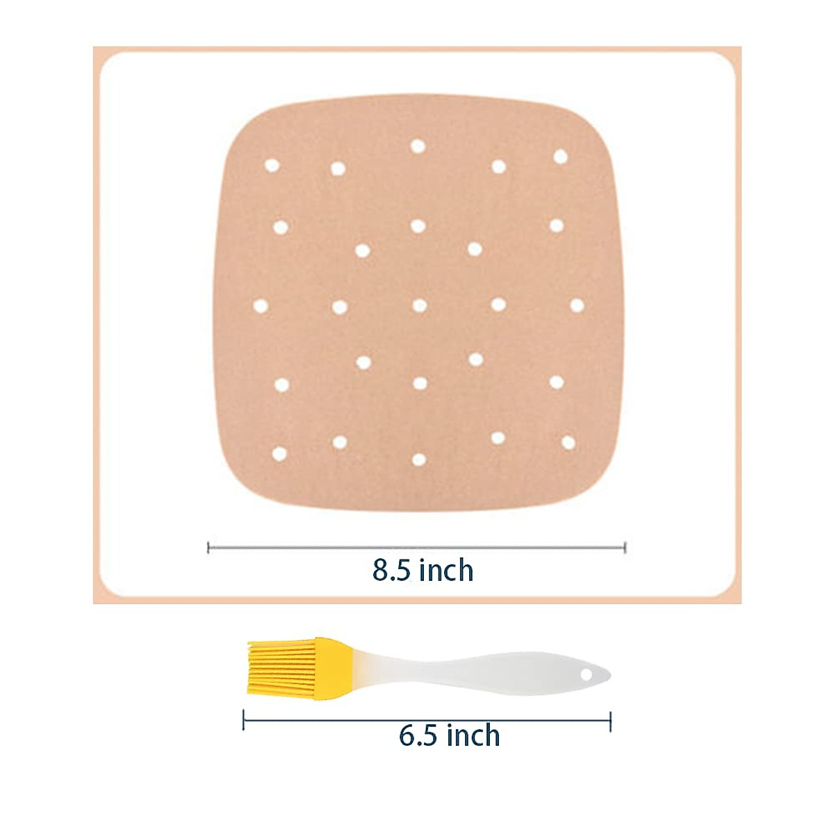 CJSDYY Air Fryer Parchment Paper,8.5 Inch Square Air Fryer Liner,Bamboo Steamer Paper,200 Sheets of Perforated Parchment Paper,Filter Paper,Baking Paper,Ready for Air Frying Pot,oven,steamer (brown)
