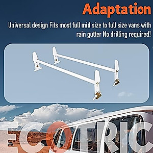 ECOTRIC Adjustable Van Roof Ladder Rack 500LBS 2 Bars for Chevy Dodge Ford GMC Express 77''