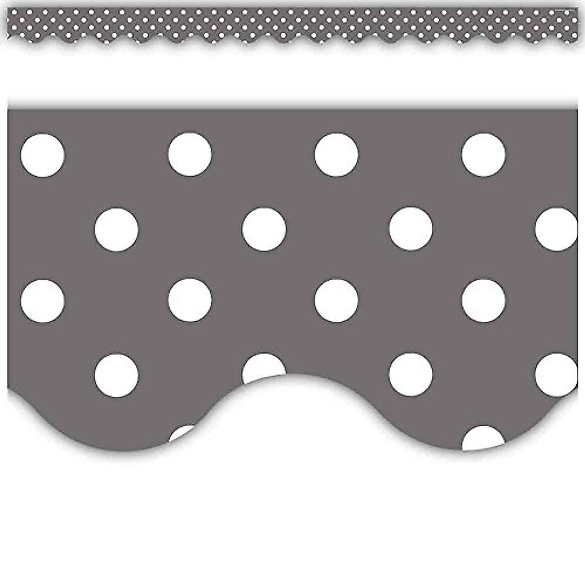 Teacher Created Resources Gray Polka Dots Scalloped Border Trim (5495)