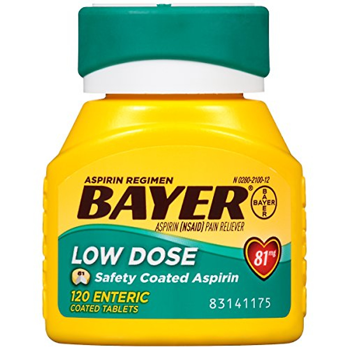 Aspirin Regimen Bayer, 81mg Enteric Coated Tablets, Pain Reliever/Fever Reducer, 120 Count