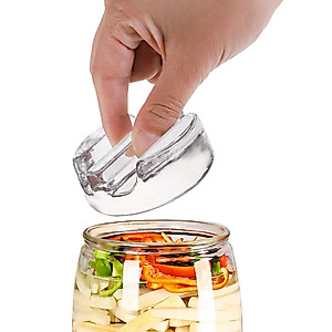 TOPZEA 9 Pack Fermentation Glass Weights with Easy Grip Handle for Wide Mouth Mason Jar Canning Pickling Jars, Glass Fermentation Weights Fermenting Kit for Sauerkraut, Kimchi and More