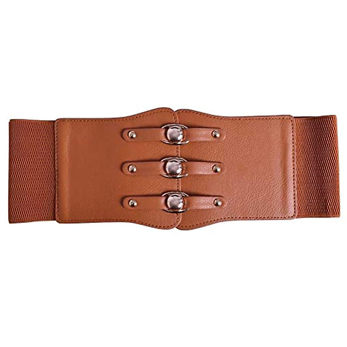 Nanxson Womens Elastic Wide Waist Band Tied Waspie Corset Obi Waist Belt PDW0077 (brown)