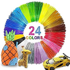 Rilitor 24 Colors 3D Pen Printing Filament 1.75mm PLA Material 3D Pen Printer Filament Refill, Each Color 10FT Total 240FT 3D Support Most of 1.75mm PLA 3D Pen and Printer for Kids and Adults