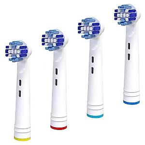 Replacement Brush Heads Compatible with OralB Braun- Pack of 4 Professional Electric Toothbrush Heads- Precision Refills for Oral-b 7000, Clean, Oral B Pro 1000, 9600, 500, 3000, 8000, Vitality Plus!