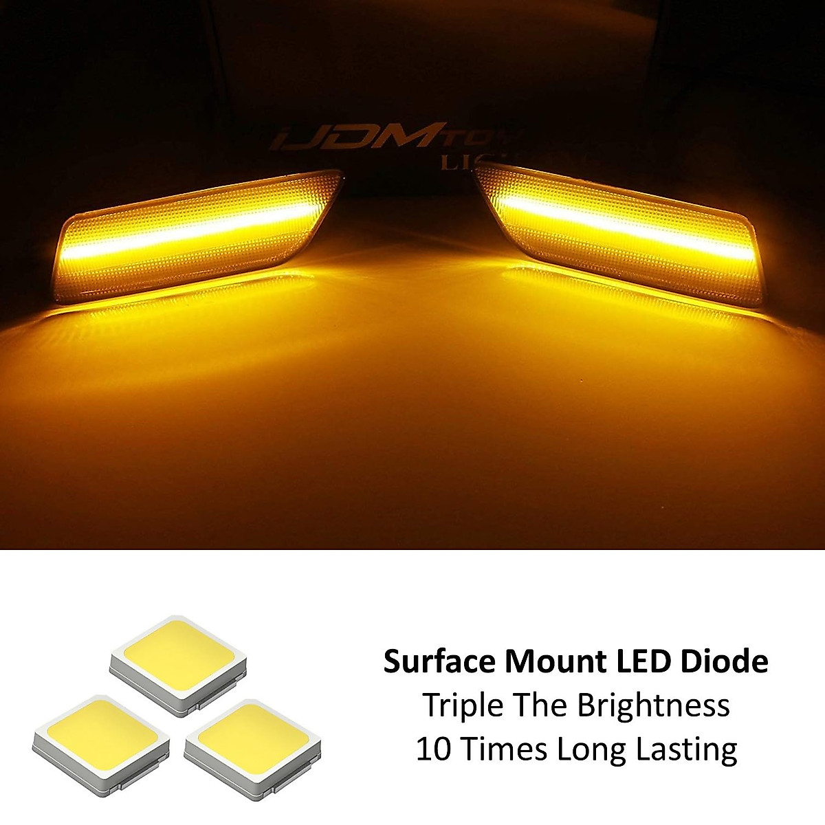 iJDMTOY Clear Lens Amber Full LED Bumper Side Marker Light Kit Compatible With 2014-up Porsche Macan, Powered by 40-SMD LED, Replace OEM Front Sidemarker Lamps