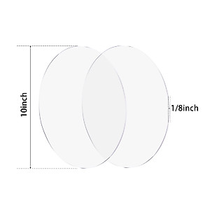 2 Pieces 1/8" Round Plexiglass Sheet, 10 Inch Diameter Clear Acrylic Circle, Round Cake Disk Acrylic Sheet, Plexiglass Table Top, Round Acrylic Backdrop