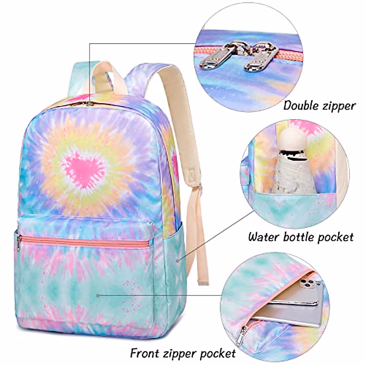 CAMTOP Girls Backpack with Lunch Box set Teen Backpack for School Bookbag