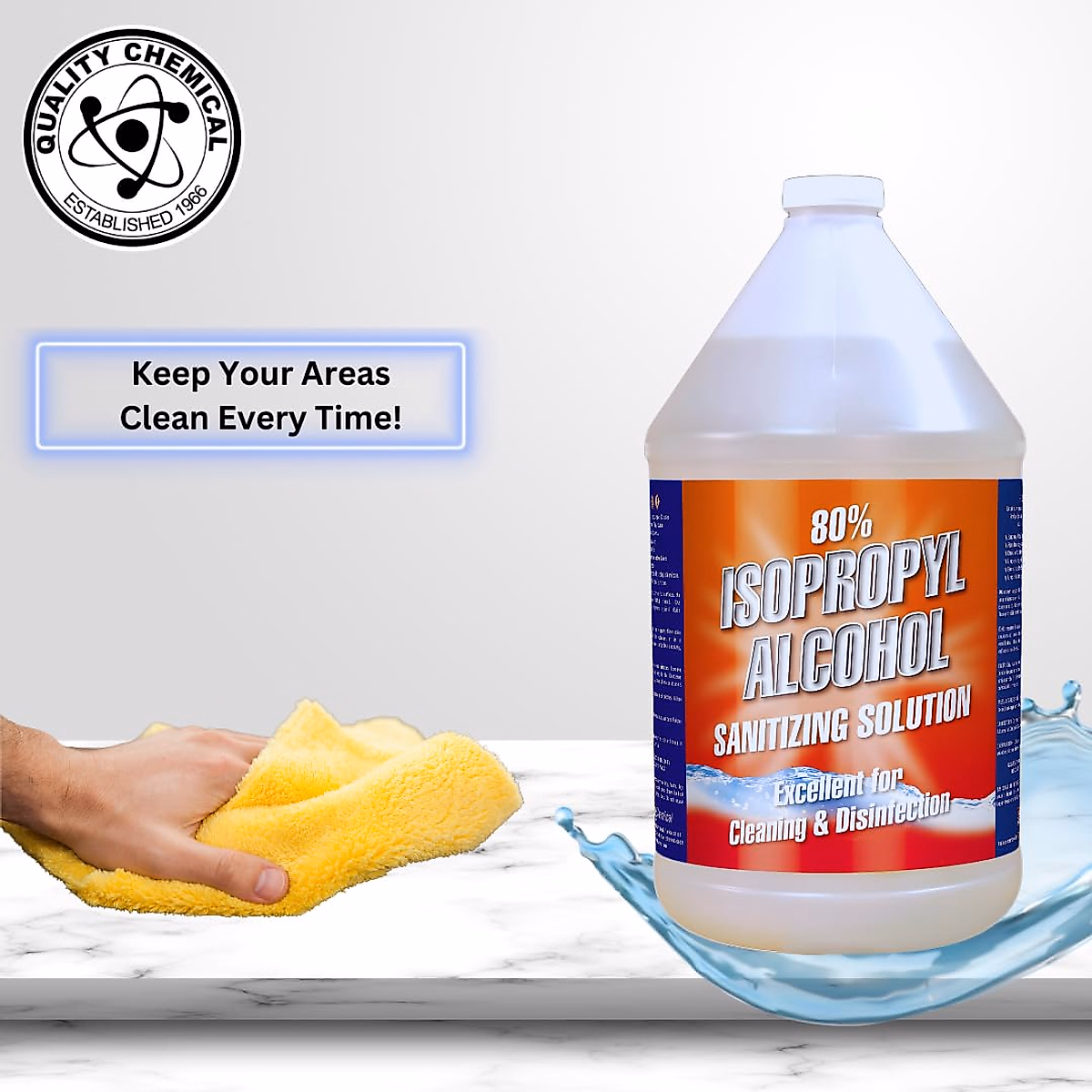 Quality Chemical - Super Premium - Pure 80% Isopropyl Alcohol (IPA) - Made in The USA - Concentrated Isopropyl Alcohol 128 oz 1 Gallon (Pack of 1)