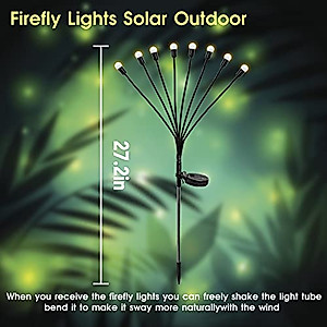 MR.FUNNY Solar Garden Lights - Warm White Swaying Firefly Lights Solar Outdoor, IP 65 Waterproof Solar Powered Firefly Lights, Outdoor Solar Lights for Yard Patio Pathway Decoration (2 Pack)