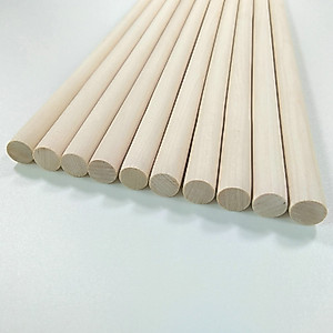 1/2 x 12 Inch, Wooden Dowel Rods, Unfinished Wood Round Sticks for Arts Crafts and DIY Projects, 10 pcs.