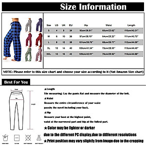 Women's Plaid Pajama Pants Casual Wide Leg Palazzo Pants Fuzzy Christmas Pjs Bottoms Trousers Drawstring Elastic Waist Lounge Pants Sleepwear with Pockets Blue S