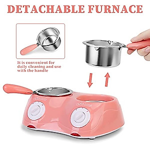 Chocolate Melting Pot, Electric Chocolate Melting Warming Fondue Fountain Pot Kit for Melting Chocolate, Candy, Butter, Cheese (Pink)