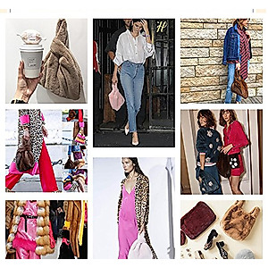 Marchome Faux Rabbit Fur Pull Through Strap Wrist Handbag Purse for Women White