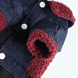 Winter Coats for Medium Large Dogs,Fleece Denim Warm Puppy Jacket for Cold Weather,V-Collar Dog Vest Sweater Clothes