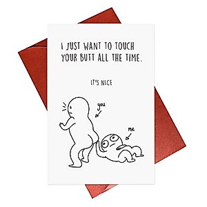 Cute Anniversary Card,Romantic Card,Funny Touch My Butt Love Cards,Naughty Card for Her BF GF