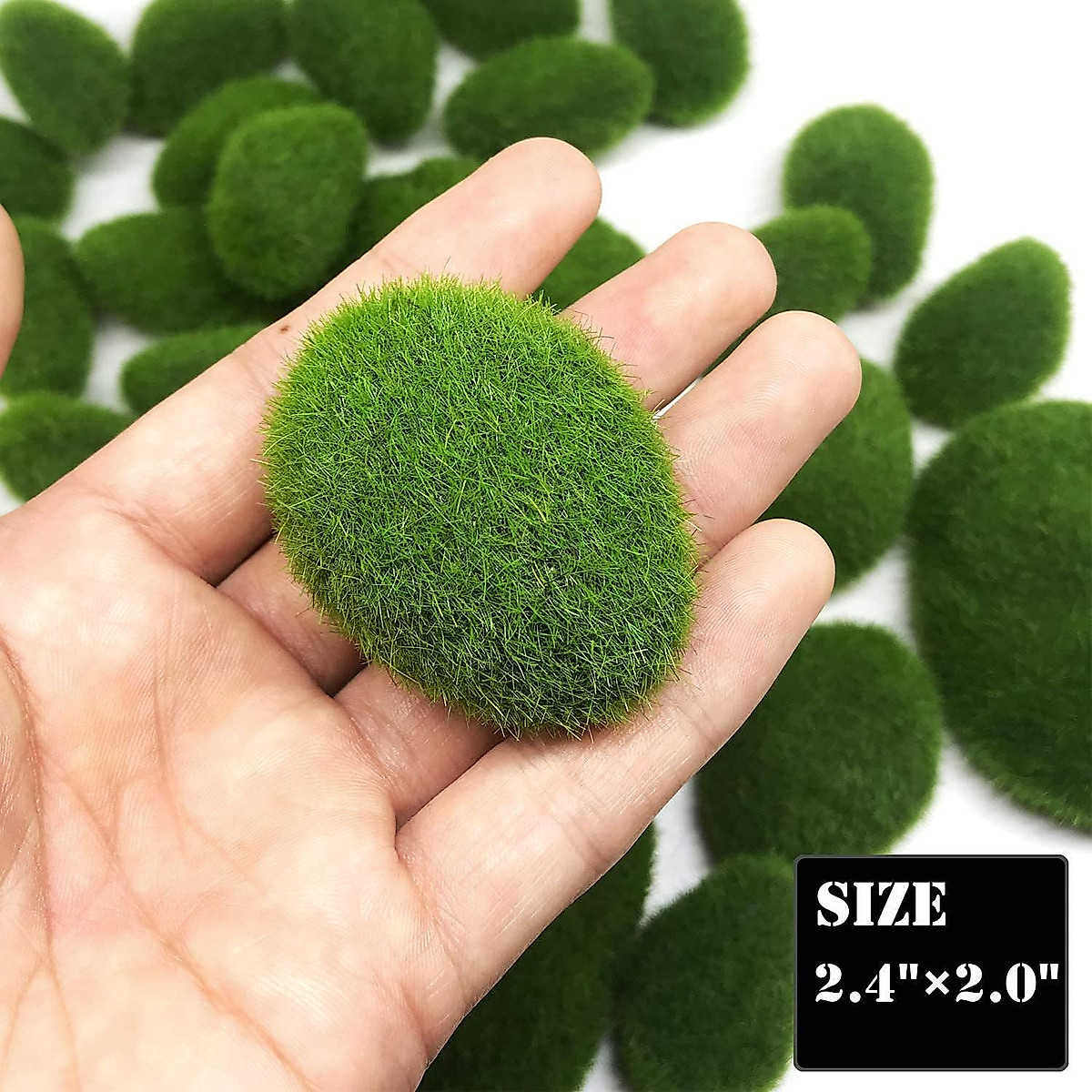 Boagkaah 36 Pieces 3 Size Artificial Moss Rocks Decorative, Green Moss Balls for Floral Arrangements Gardens and Crafting