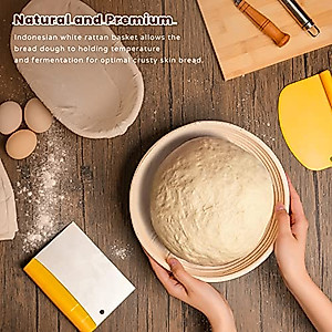 Sourdough Bread Baking Supplies CODOGOY 10 inch Oval & 9 inch Round Banneton Bread Proofing Basket Set Include Food Thermometer