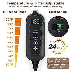 MIXJOY Heated Cat Bed, 11 Adjustable Temperature Cat Heating Pad Indoor with Timer, Pet Heating Pad for Cats Dogs, Electric Dog Heating Pad with Washable Cover, Heated Pet bed-18''x16'', Small