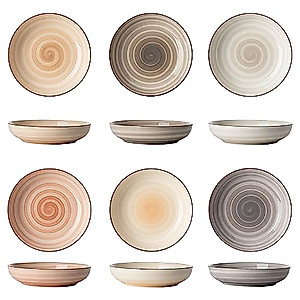Sweese Pasta Bowls, 30 Ounce Salad Bowls, Neutral Serving Bowls, Pasta Bowls Set of 6, 8.3 Inch Porcelain Plate Bowls