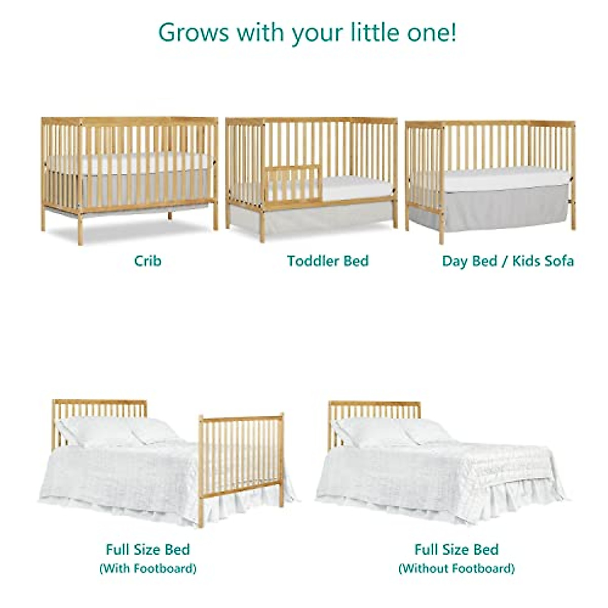 Dream On Me Synergy 5-In-1 Convertible Crib In Natural, Greenguard Gold Certified