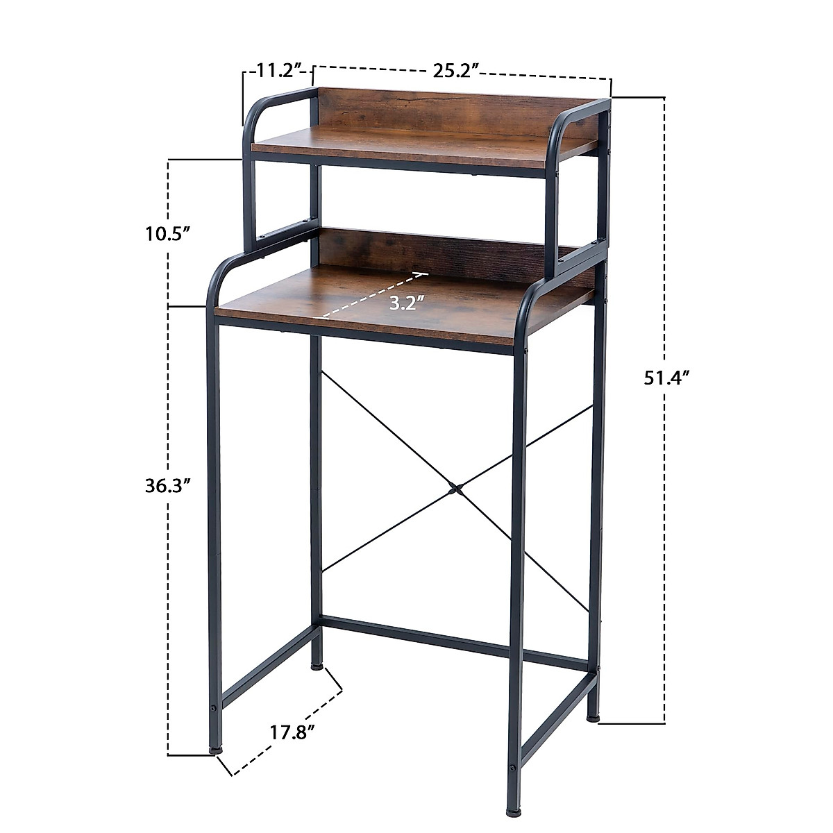 Zvyteay 2-Tier Mini Fridge Shelf Storage Shelf Mini Fridge & Microwave Stand Table, Kitchen Shelves Freestadning for Kitchen, Office