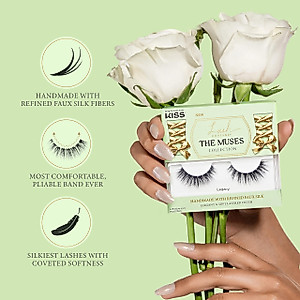 KISS Lash Couture The Muses Collection False Eyelashes, Duchess', 16 mm, Handmade, Refined Faux Silk, Contact Lens Friendly, Easy to Apply, Includes 1 Pair Reusable Strip Lashes