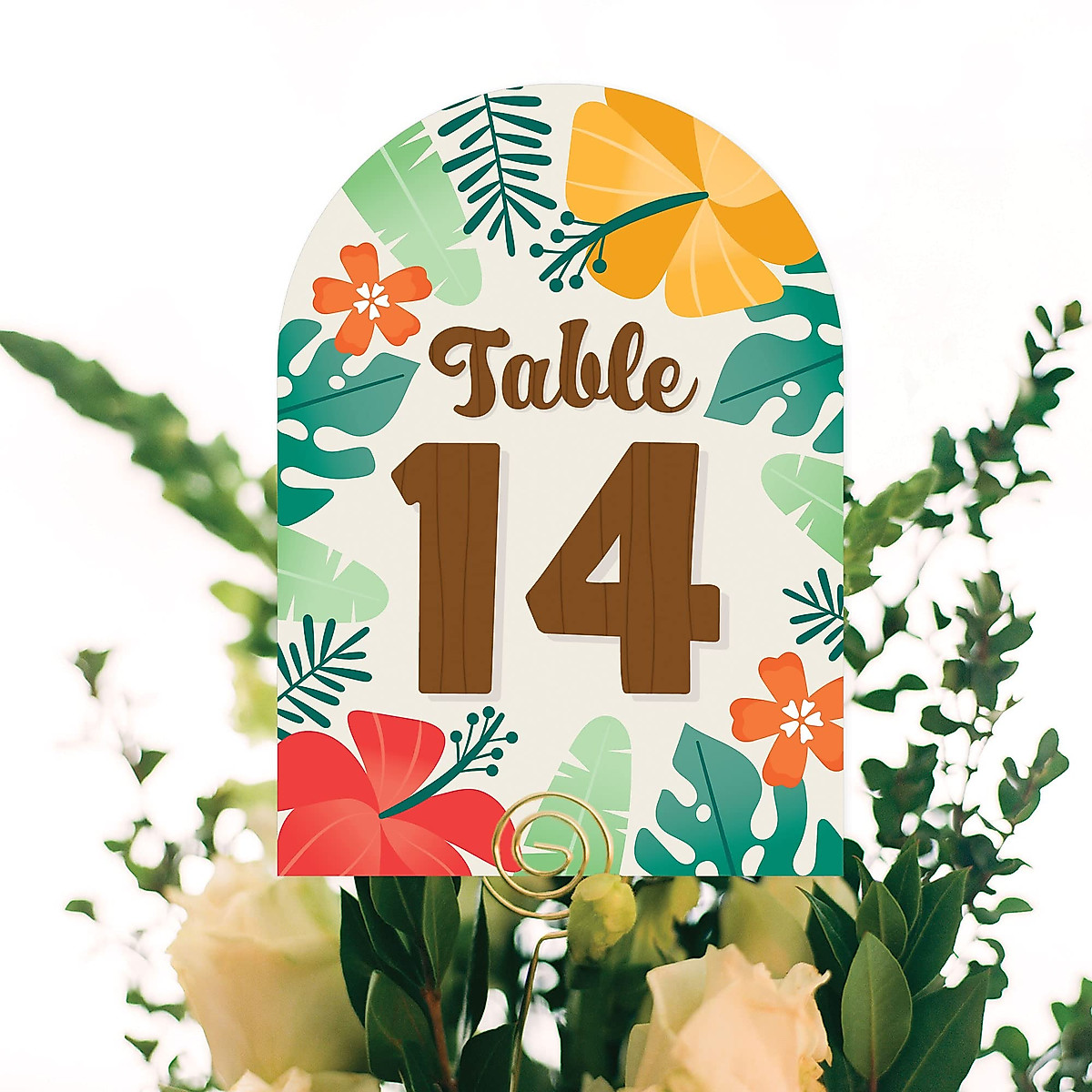 Big Dot of Happiness Tropical Luau - Hawaiian Beach Party Double-Sided 5 x 7 inches Cards - Table Numbers - 1-20