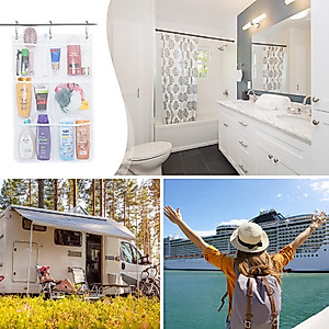 Lifewit Mesh Shower Caddy, 7 Pockets Hanging Shower Organizer with Quick Drying Mesh, Portable Space Saving Bathroom Organizer to Hold Soap, Shampoo and Cruise Ship Essentials, White, 2 Pack