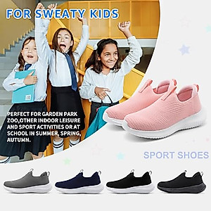 STQ Girls Shoes for Kids Slip on Sneakers School Gym Athletic Tennis Shoes Pink Size 2 Little Kid