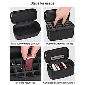 Lipstick Organizer Bag Lip Gloss Lip Balm Case Chapstick Holder Bag Makeup Artist Lipstick Bag With Compartment Cosmetic Bag Gift for Women(Black-21holder)
