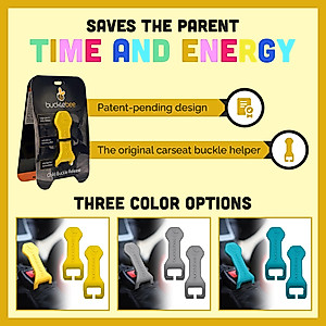 BUCKLEBEE Easy Car Seat Buckle Release Aid for Children Unbuckle Car Seat Release Tool - Car Seat Button Pusher - Car Seat Opener For Nails - Car Seat Buckle Release Tool (Yellow and Teal)