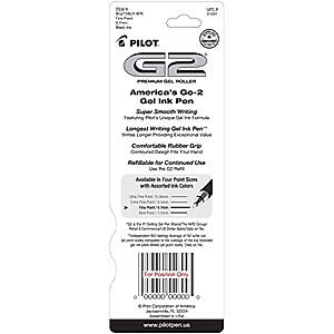 PILOT G2 Premium Refillable & Retractable Rolling Ball Gel Pens, Fine Point, Black Ink, 2-Pack (31031)